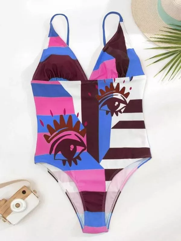 moda mare costume intero elegante monokini donna rosa colorato