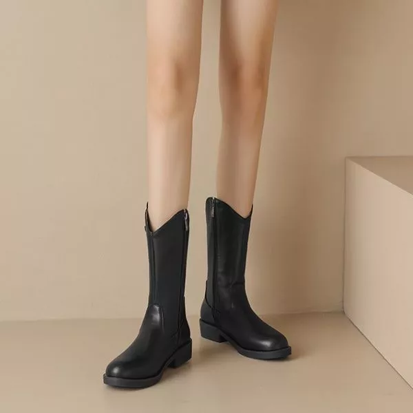 Stivali Scarpe Anfibi Nero Comodi Eleganti Platform Pelle