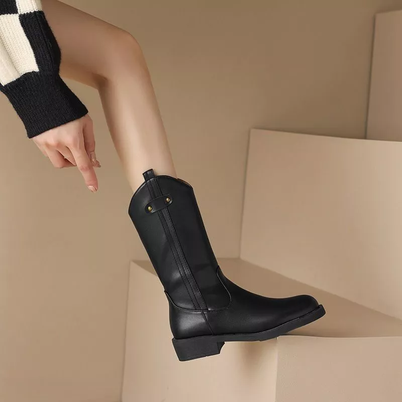 Stivali Scarpe Anfibi Nero Comodi Eleganti Platform Pelle